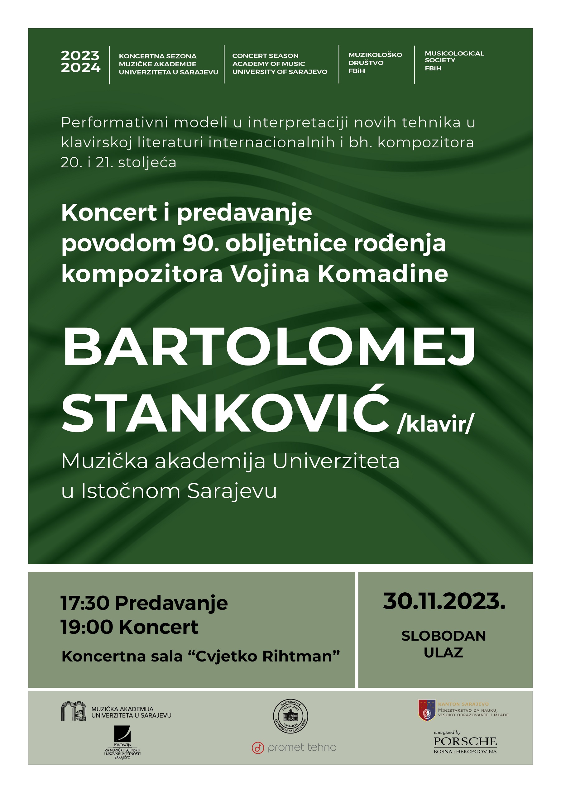 Pijanista Bartolomej Stanković gostuje na Muzičkoj akademiji UNSA: predavanje i koncert povodom ...